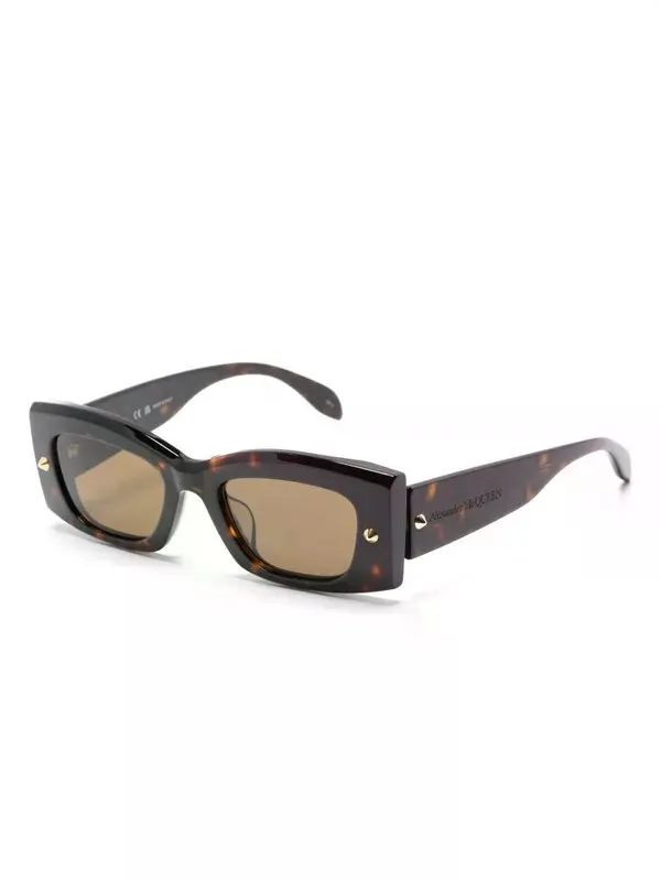 Alexander McQueen Spike Studded Rectangular Sunglasses - Brown