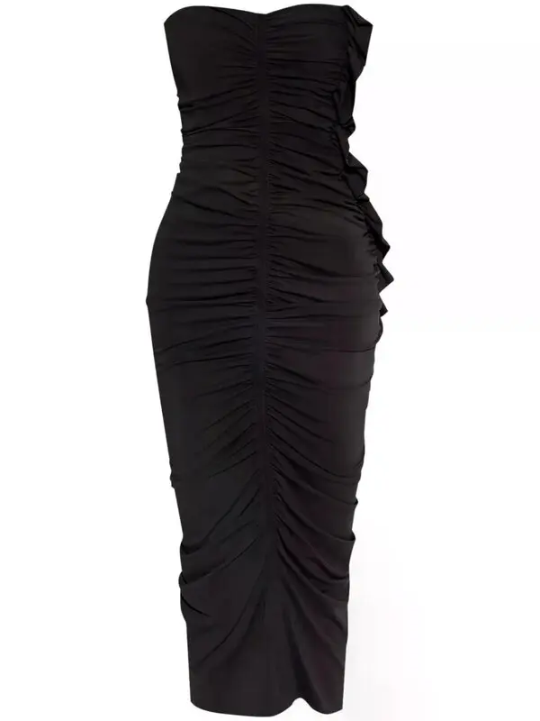 Attico Ruched Strapless Midi Dress