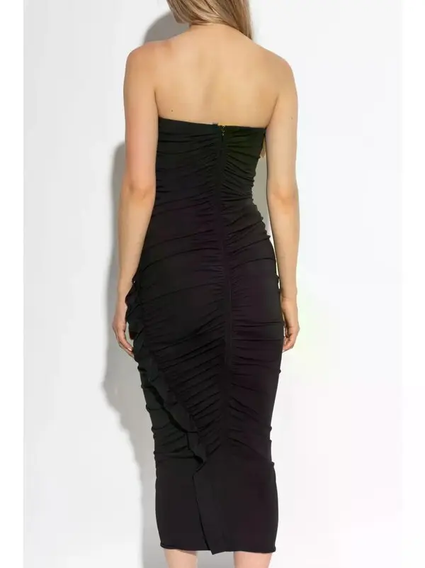 Attico Ruched Strapless Midi Dress