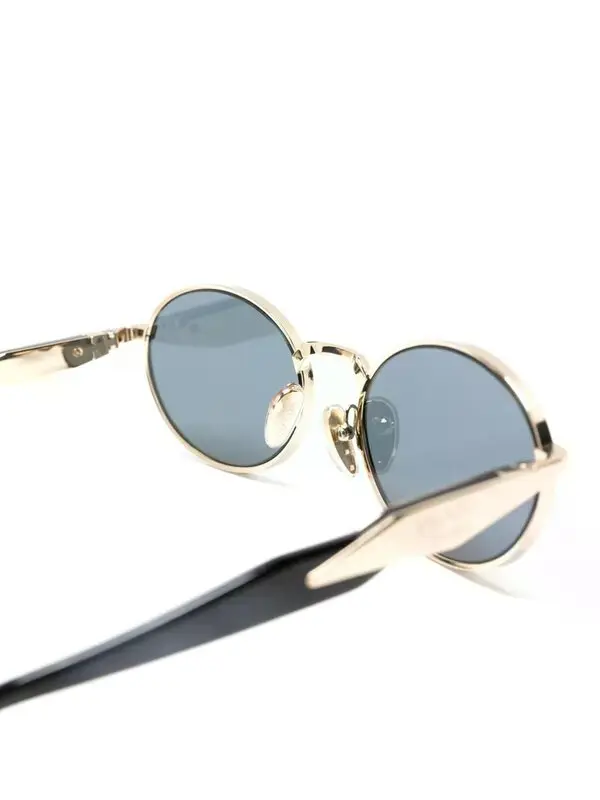 Prada Logo-engraved Oval-frame Sunglasses - Gold