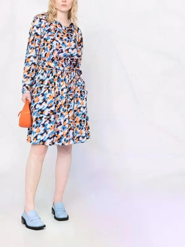 Kenzo Abstract Print Drawstring Midi Dress
