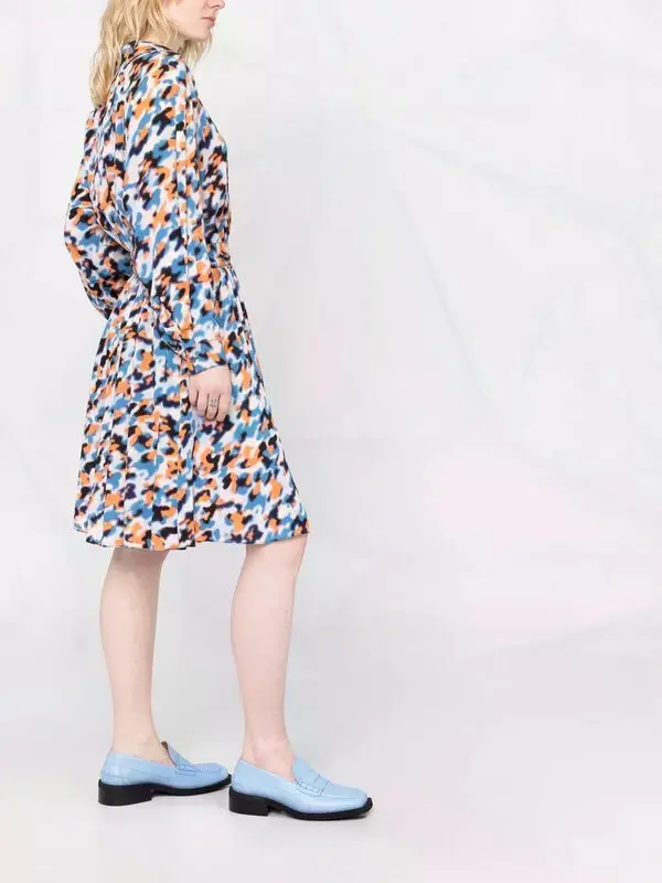 Kenzo Abstract Print Drawstring Midi Dress