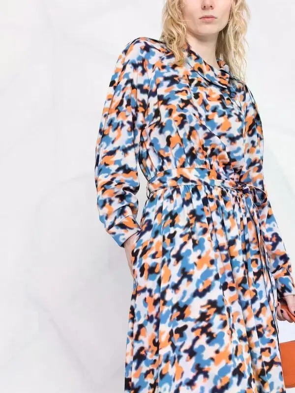 Kenzo Abstract Print Drawstring Midi Dress