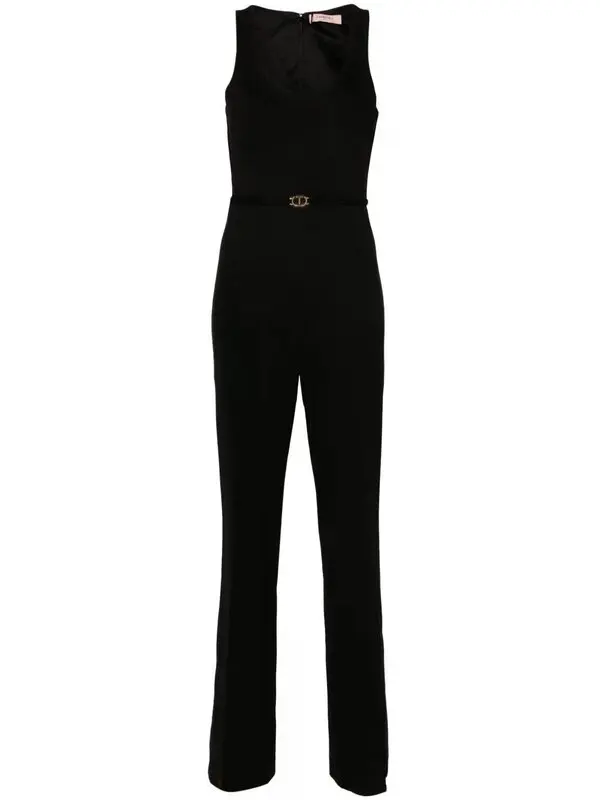 TWINSET Logo-plaque Flared Jumpsuit - Black