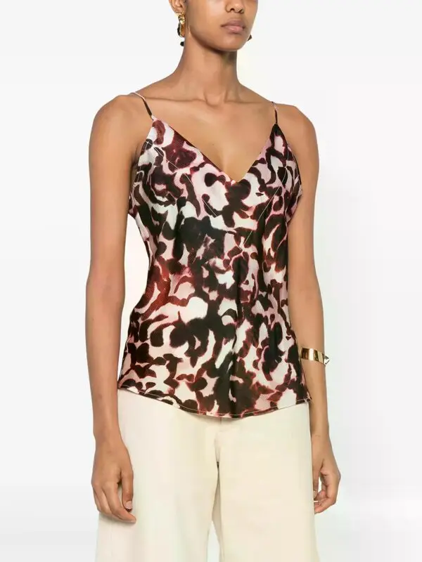 FORTE_FORTE Graphic Print V-neck Sleeveless Top