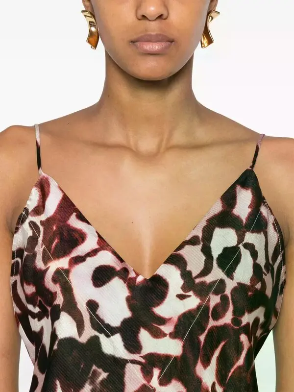 FORTE_FORTE Graphic Print V-neck Sleeveless Top