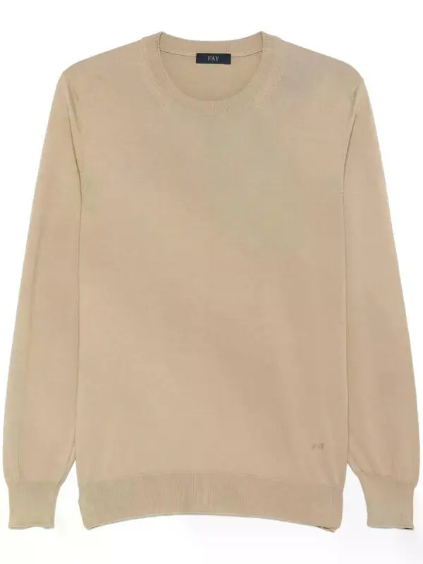 FAY Cotton Crew-neck Sweater - Neutrals