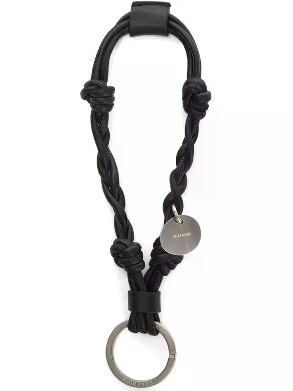 JIL SANDER Knot-detail Leather Keyring - Black