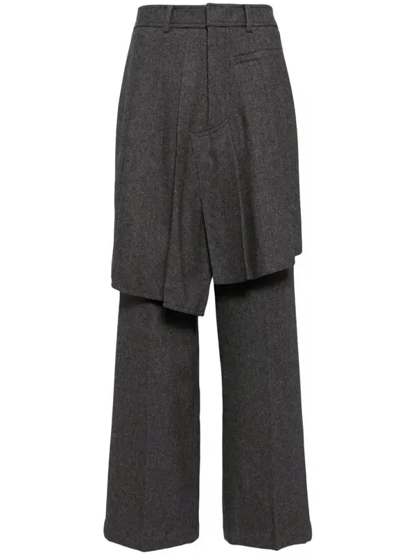 Goen.j Asymmetric Pleated Straight Pants - Grey