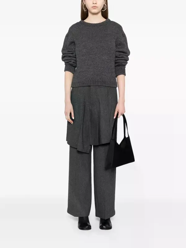 Goen.j Asymmetric Pleated Straight Pants - Grey