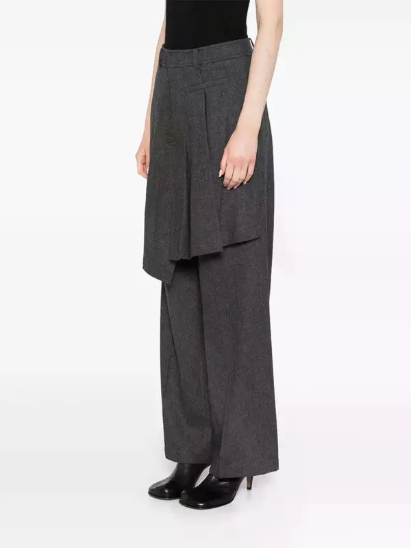 Goen.j Asymmetric Pleated Straight Pants - Grey