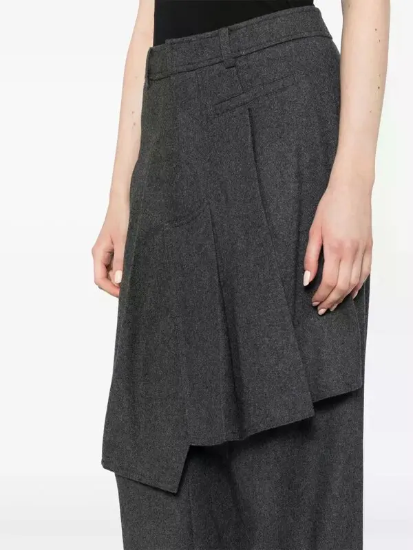 Goen.j Asymmetric Pleated Straight Pants - Grey