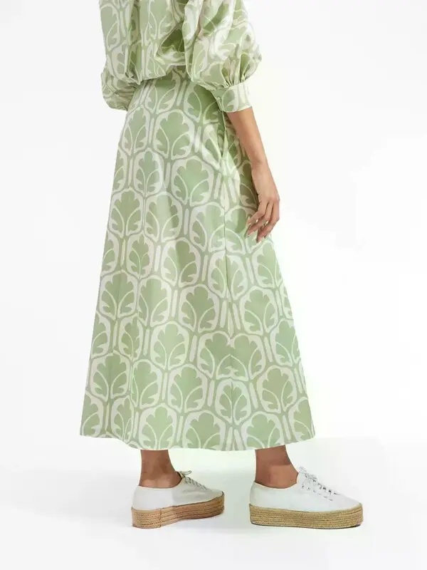 La DoubleJ Printed A-line Midi Skirt