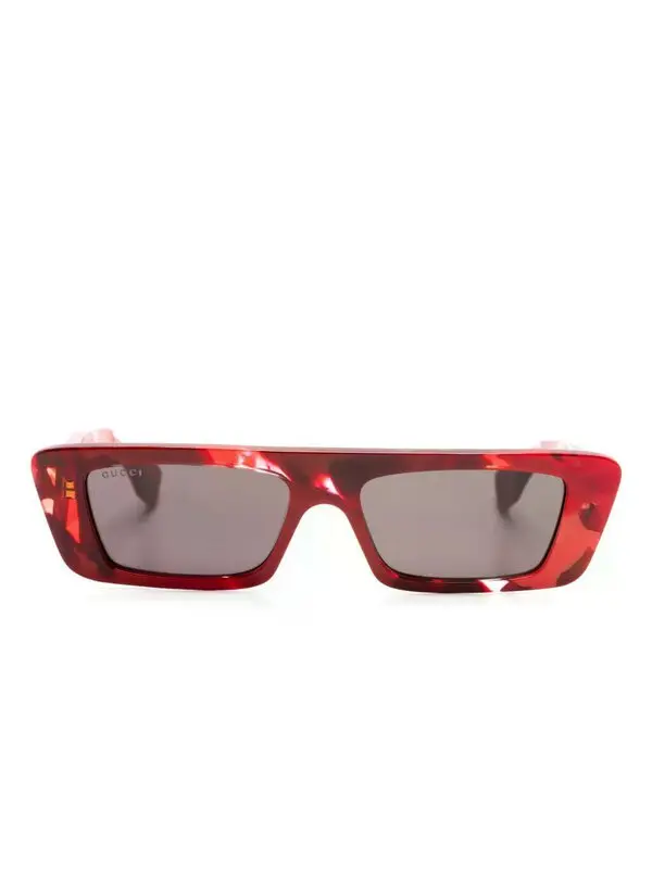 Gucci Rectangle-frame Sunglasses - Red