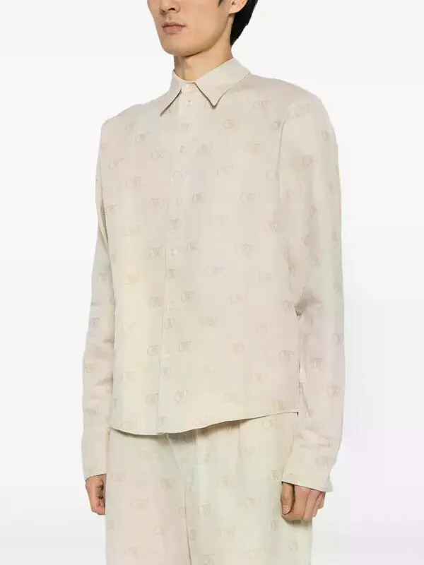 Off-White Logo-jacquard Cotton-linen Shirt
