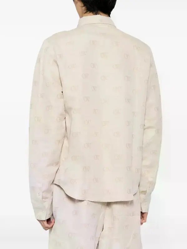 Off-White Logo-jacquard Cotton-linen Shirt