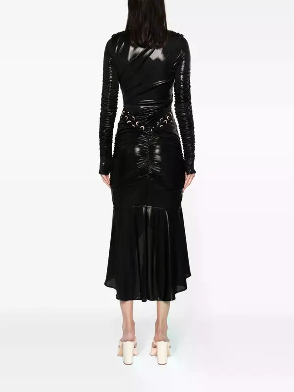 MARINE SERRE Regenerated Draped Midi Dress With Crescent Moon Print