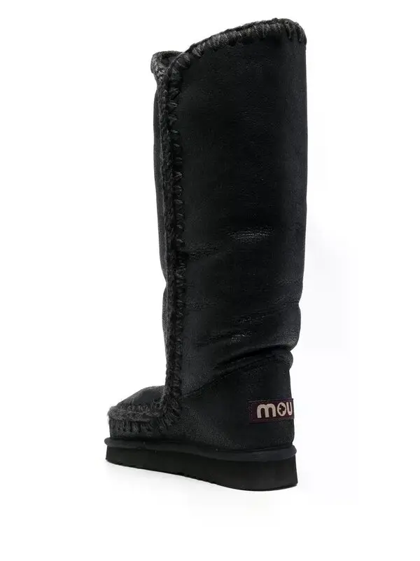Mou Whipstitch-trim Shearling-lined Boots - Grey