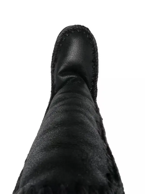 Mou Whipstitch-trim Shearling-lined Boots - Grey