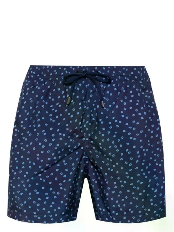 Canali Floral-print Swim Shorts - Blue