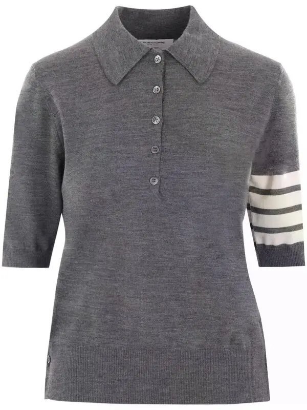 Thom Browne Short-sleeve Virgin Wool Polo Shirt - Grey