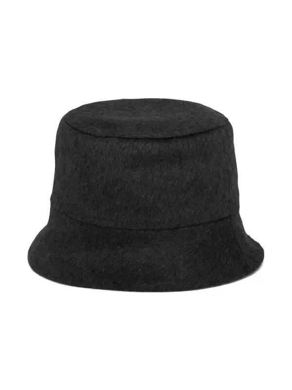 Prada Logo Patch Cashmere Bucket Hat