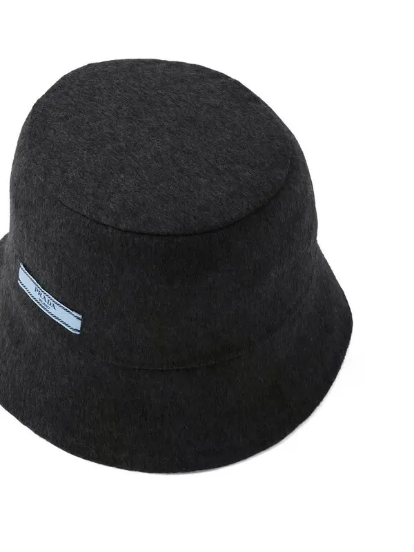 Prada Logo Patch Cashmere Bucket Hat