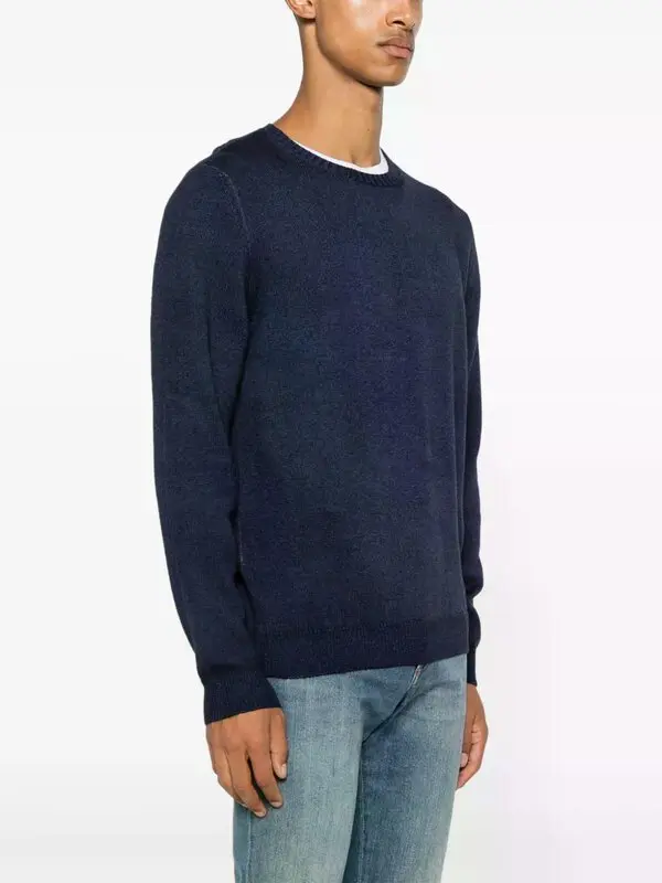 Fedeli Merino Wool Crew-neck Sweater - Blue