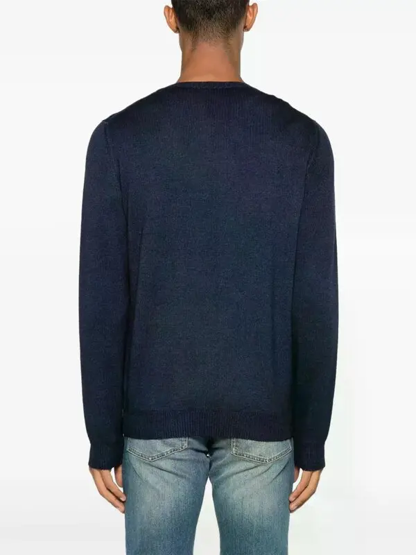 Fedeli Merino Wool Crew-neck Sweater - Blue