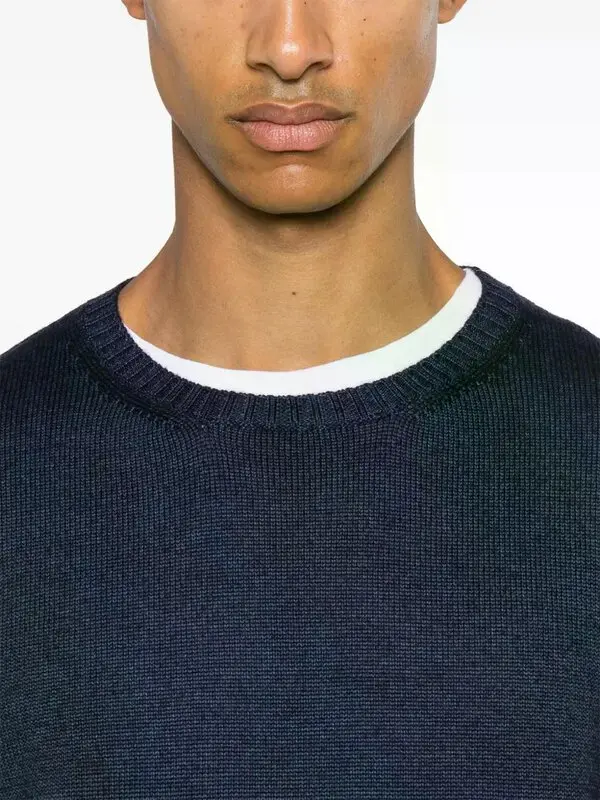 Fedeli Merino Wool Crew-neck Sweater - Blue