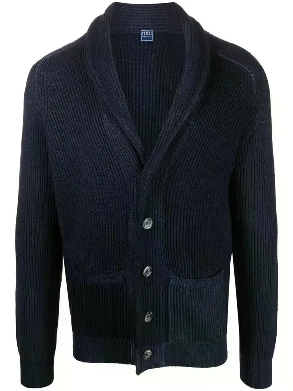 Fedeli Shawl-collar Ribbed Merino Wool Cardigan