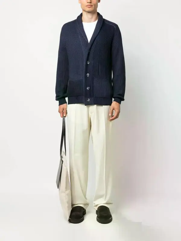 Fedeli Shawl-collar Ribbed Merino Wool Cardigan
