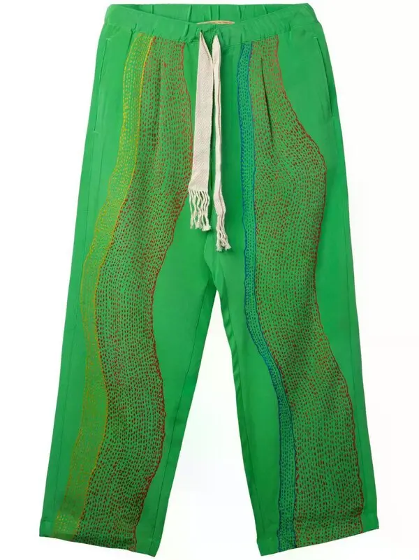 GLASS CYPRESS Curves Silk Trousers