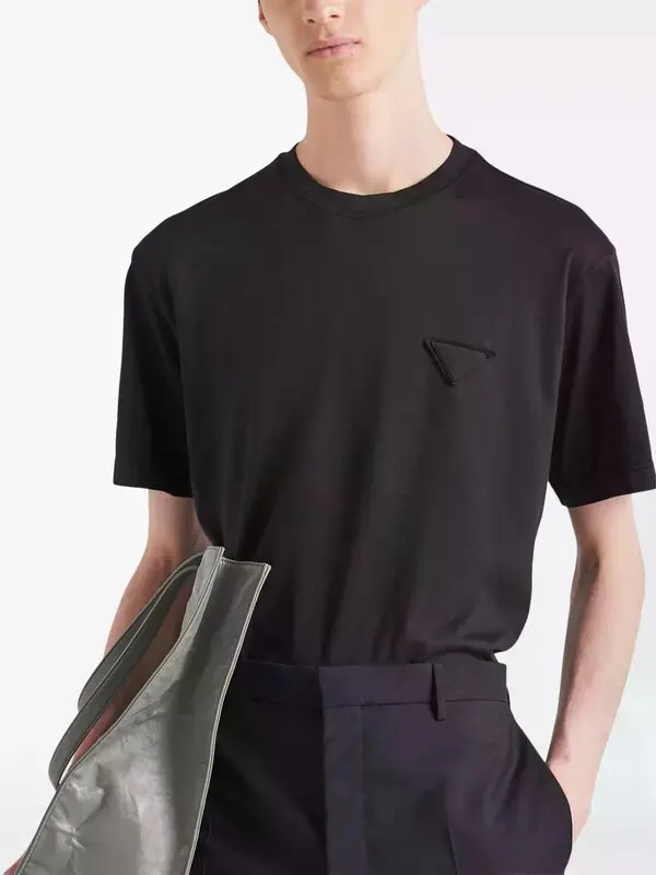 Prada Logo-patch Cotton T-shirt - Black