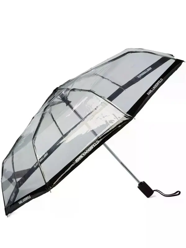 Karl Lagerfeld Transparent Umbrella With Logo Trim - Grey