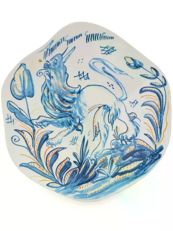 SELETTI Soup Leone Asymmetric-design Plate - Blue