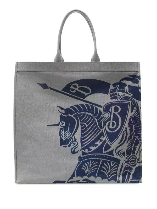 Burberry Equestrian Knight Canvas Tote - Grey