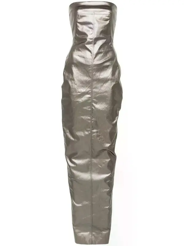 Rick Owens Coated Strapless Bustier Gown - Grey