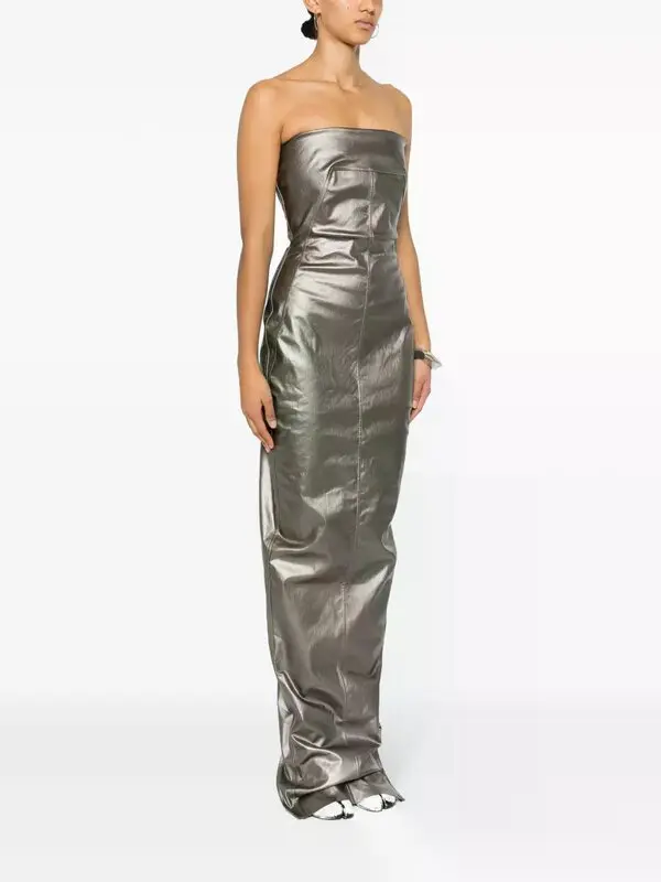 Rick Owens Coated Strapless Bustier Gown - Grey