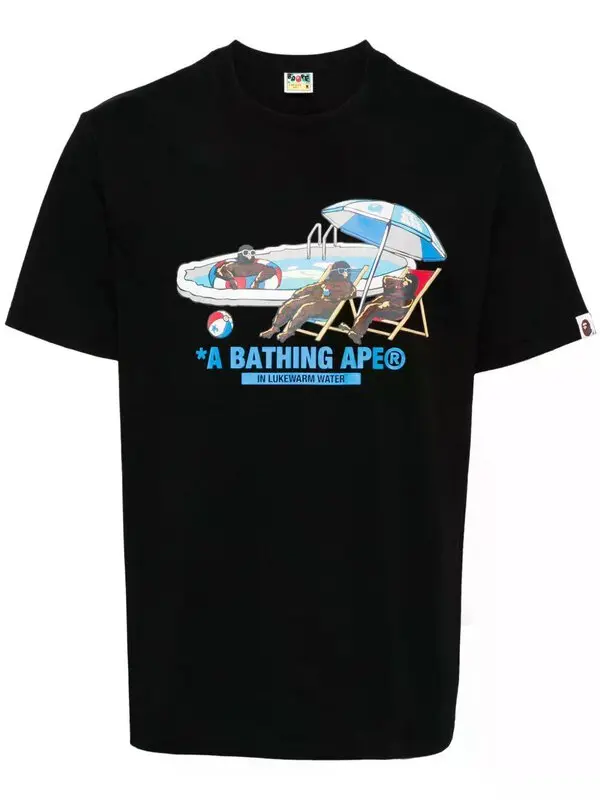 A BATHING APE Graphic Print T-shirt - Black