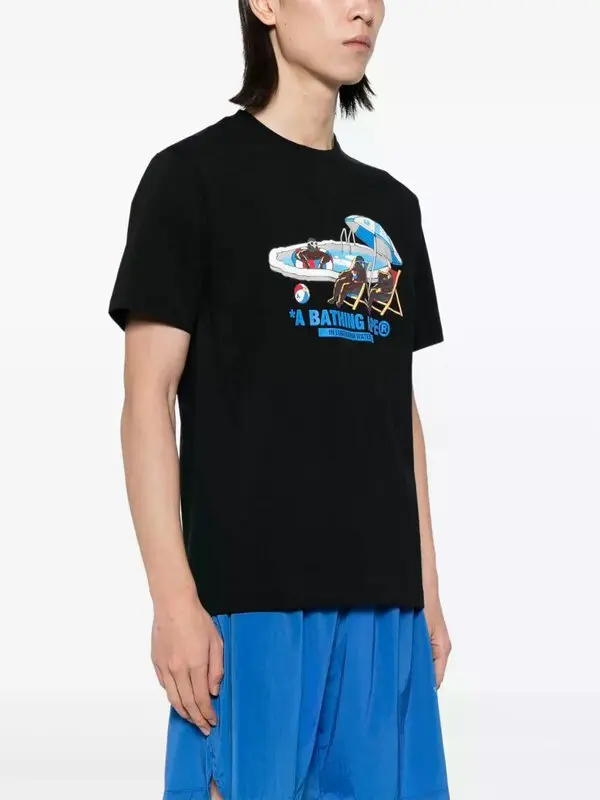 A BATHING APE Graphic Print T-shirt - Black