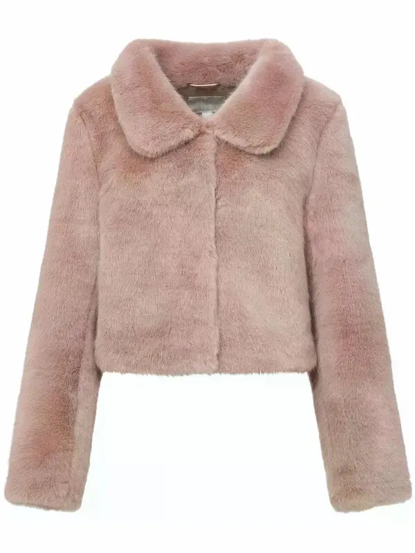 UNREAL FUR Cropped Faux Fur Jacket With Curved Collar