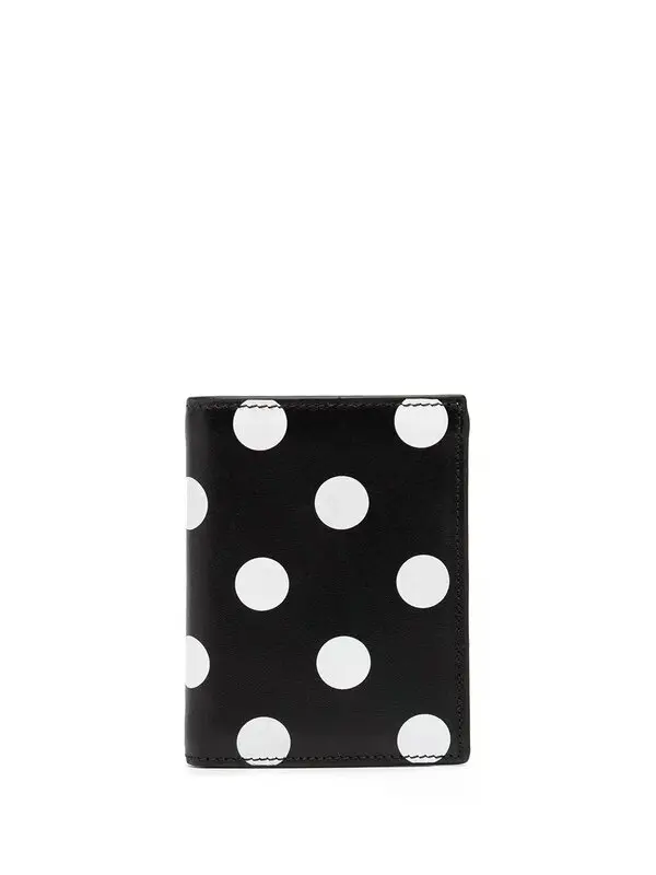 Comme Des Garçons Polka Dot-print Leather Cardholder - Black