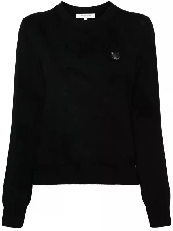 Maison Kitsuné Fox-appliqué Wool Jumper