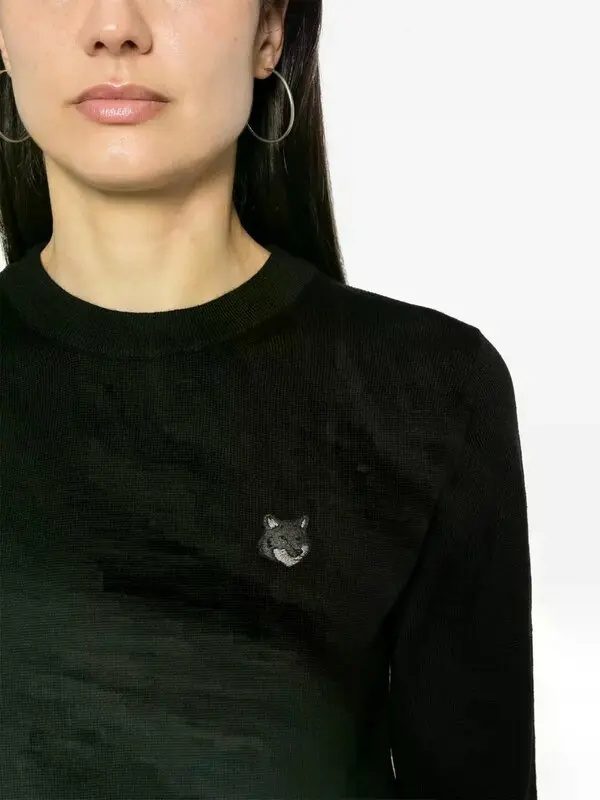 Maison Kitsuné Fox-appliqué Wool Jumper