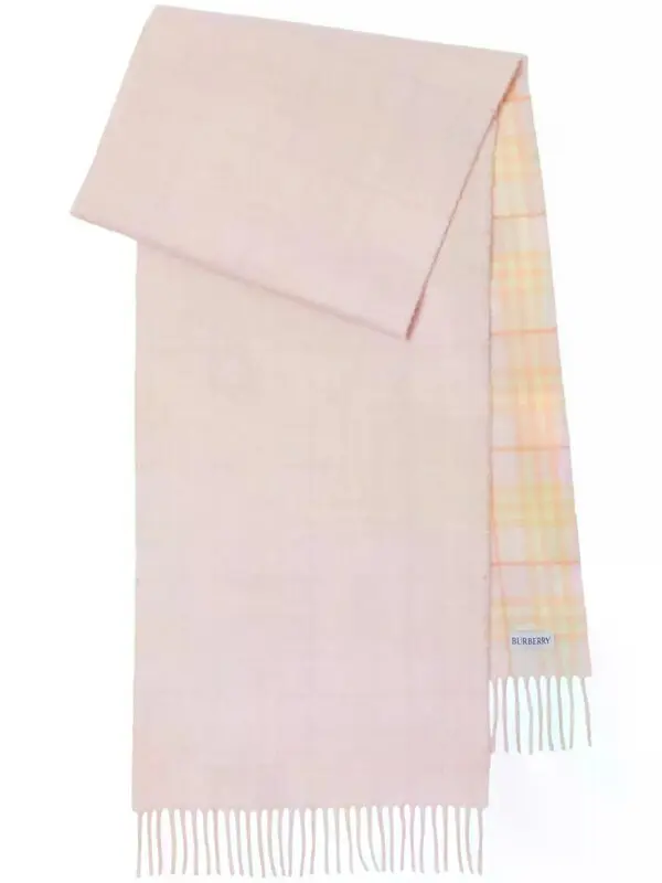 Burberry Logo-patch Reversible Cashmere Scarf - Pink