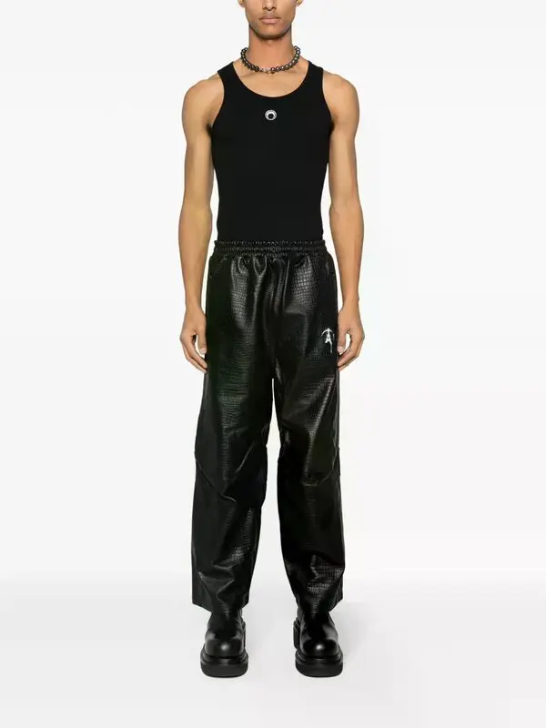 DOUBLET Crocodile-pattern Leather Track Pants