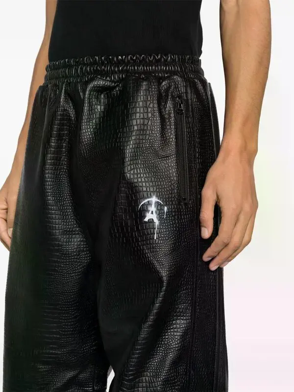 DOUBLET Crocodile-pattern Leather Track Pants