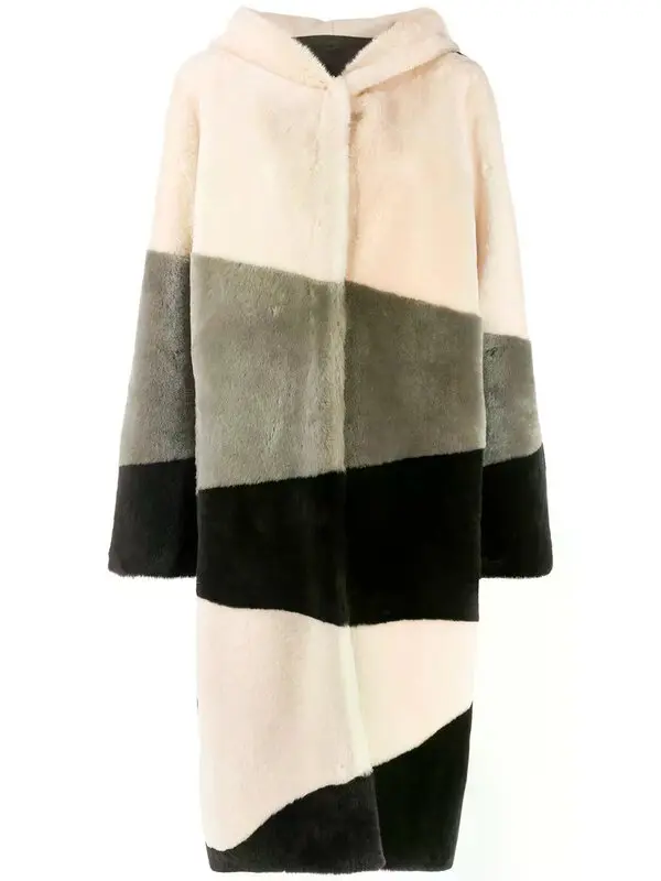 LISKA Hooded Mid-length Lamb Fur Coat
