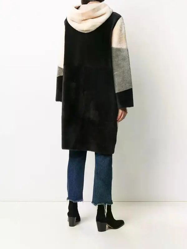 LISKA Hooded Mid-length Lamb Fur Coat